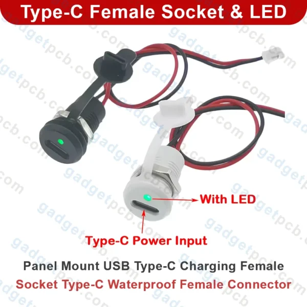 LED with Type-C Female Socket Connector for Panel Mount 3A 2-Wire Price ...