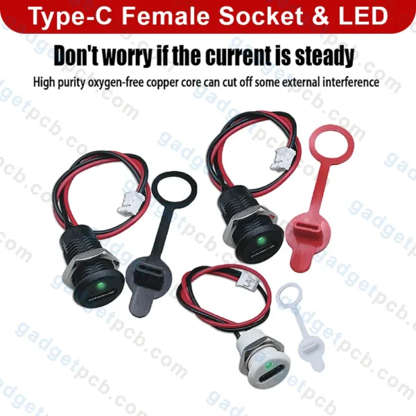 LED with Type-C Female Socket Connector for Panel Mount 3A 2-Wire Price ...