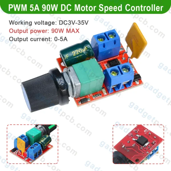 Mini PWM 5A 90W DC Motor Speed Controller Module DC-DC 3V-35V Price in BD