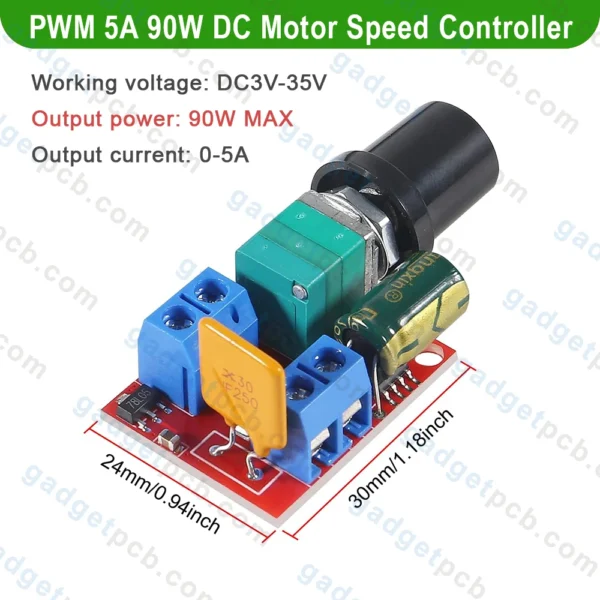Mini PWM 5A 90W DC Motor Speed Controller Module DC-DC 3V-35V Price in BD